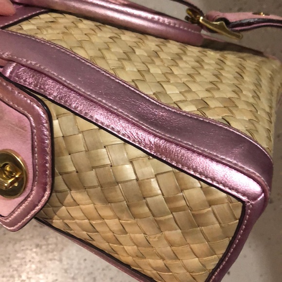 Coach | Bags | Coach Straw Leather Tote Bag | Poshmark